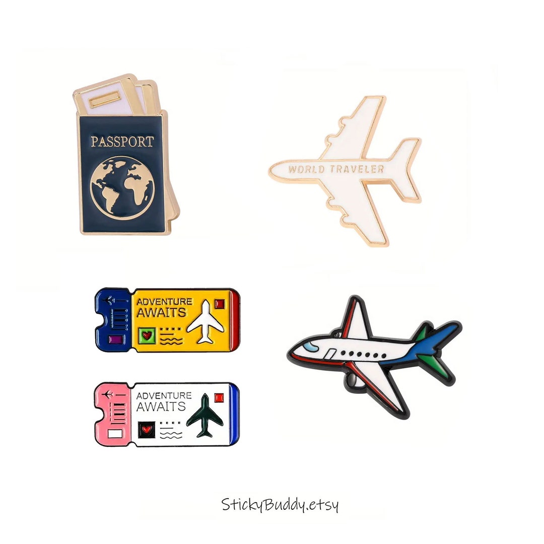 World Traveler White Airplane Enamel Pin, Plane Brooch, Airplane Badge ...