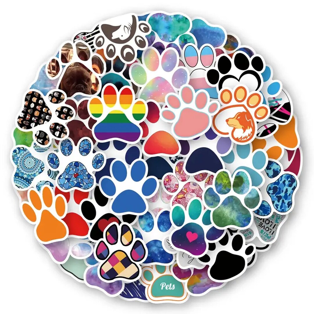 Paw Print Sticker Pack of 60, Paw Decal Sticker, Pet Lover, Dog Paw ...