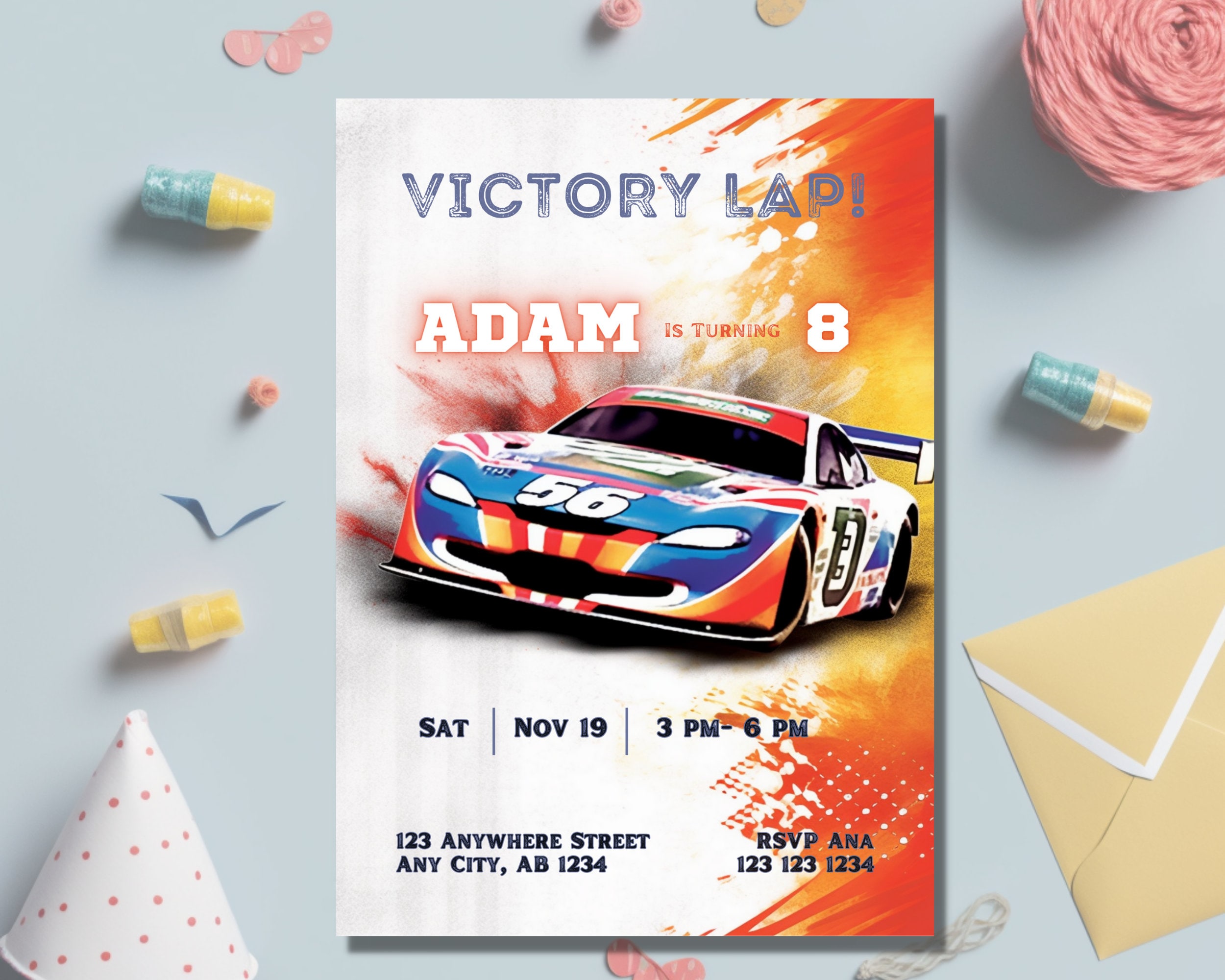 Editable Race Car Invitation, Racing Car Birthday Invite, Car Racing ...