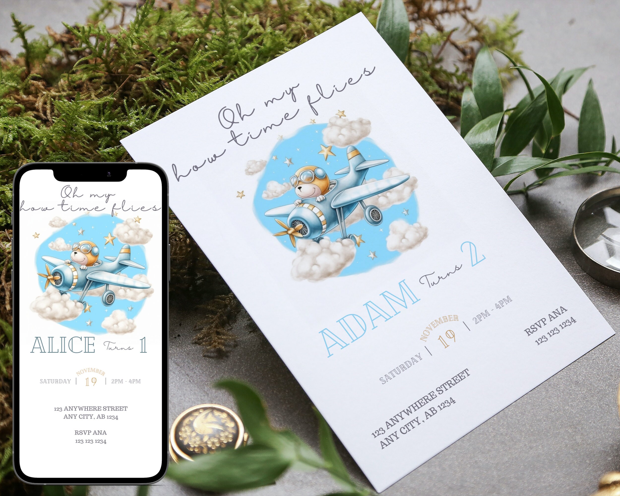 Airplane Invitation, Plane Birthday Invite, Aviation, Aeroplane, Boy ...