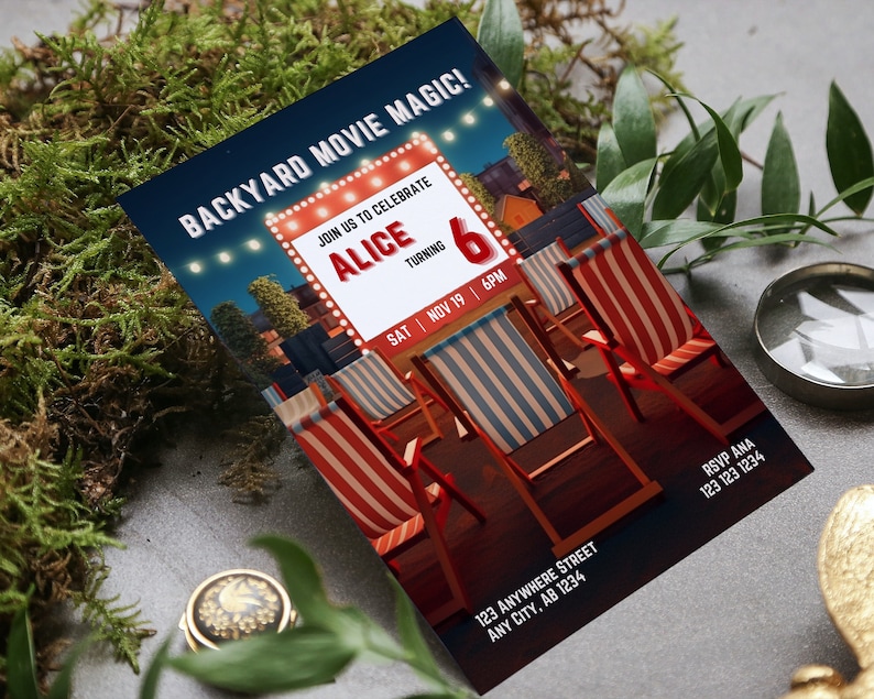 Backyard Movie Night Invitation: Editable Outdoor Party (digital ...