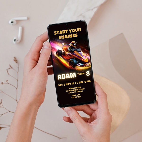 Lets Go Karting Invitation, Go Karting Birthday Invite, Go Kart Racing ...