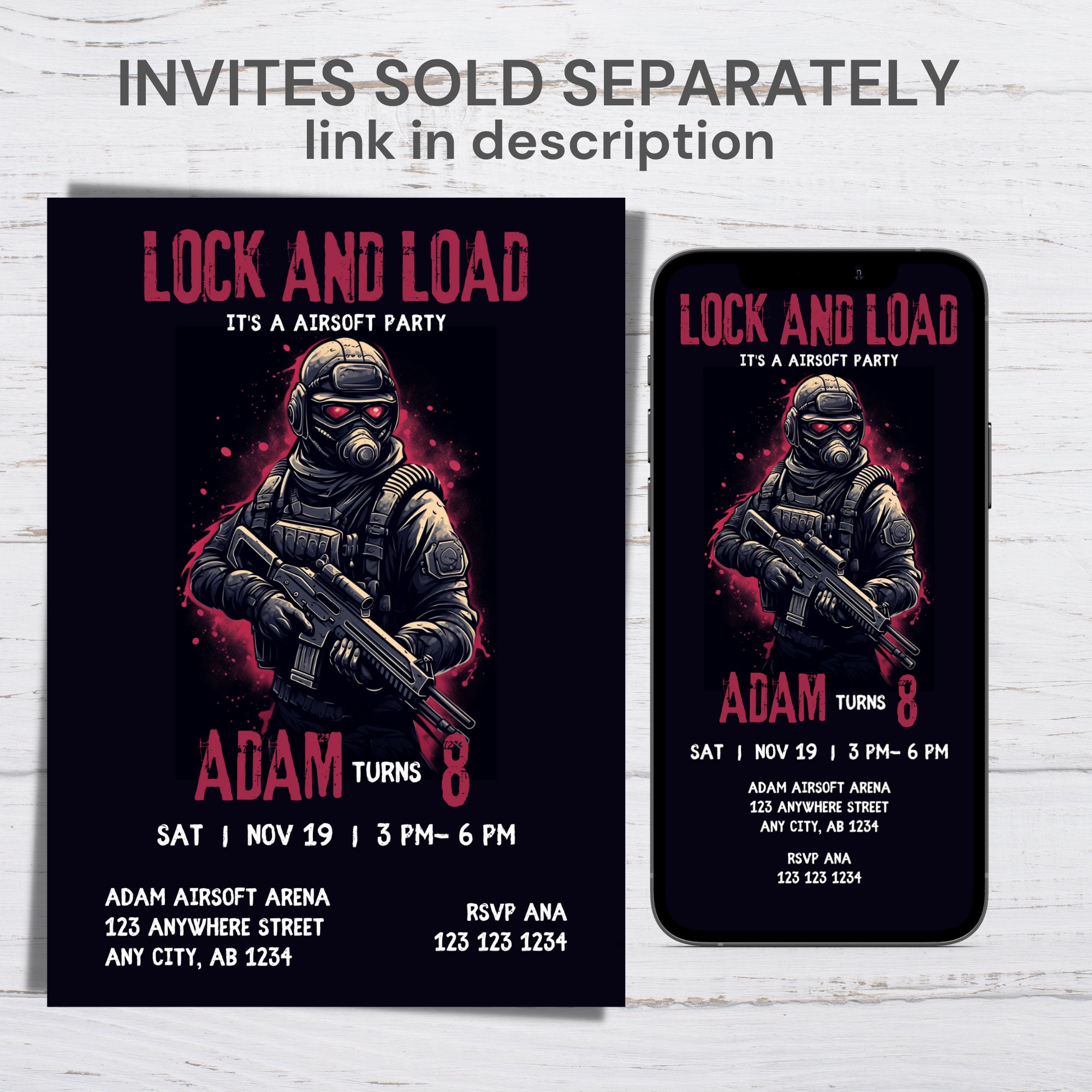 Thank You Tag Airsoft Birthday Airsoft Party Invite Airsoft - Etsy