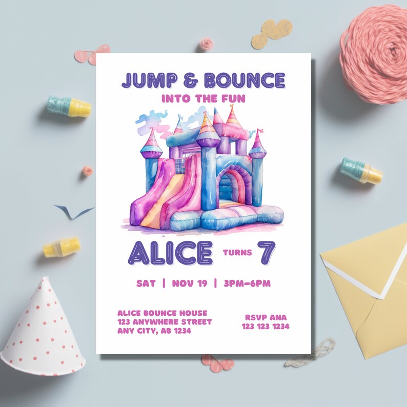 Bounce House Party Invitation, Jumping Castle Invite, Bouncy House ...