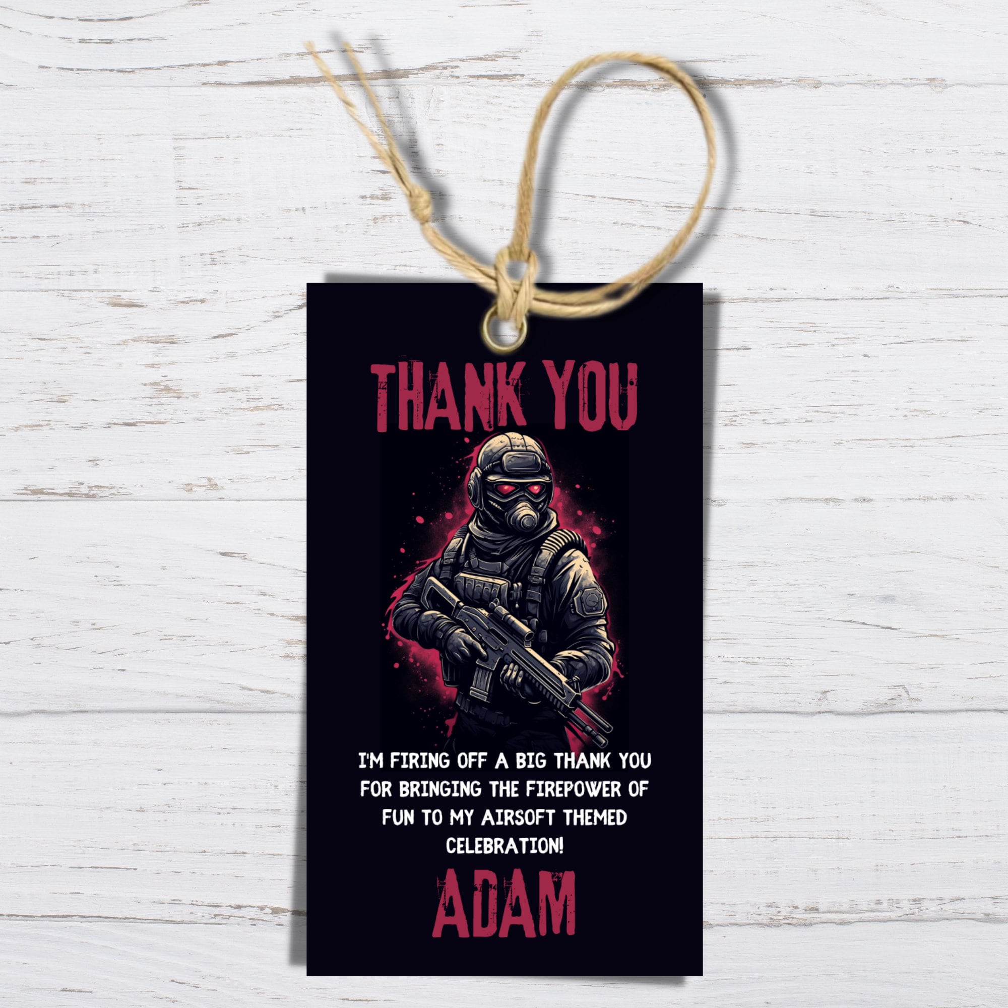 Thank You Tag Airsoft Birthday Airsoft Party Invite Airsoft - Etsy