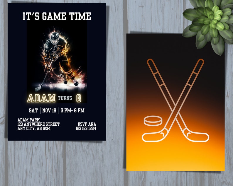 Ice Hockey Birthday Invitations, Ice Hockey Theme Party, Icehockey Game ...