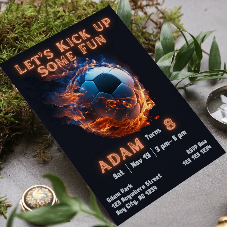 Soccer Birthday Invitation, Soccer Party Invite, Football Theme ...