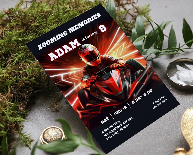 Go Karting Birthday Invitation: Racing Party, Editable (digital ...