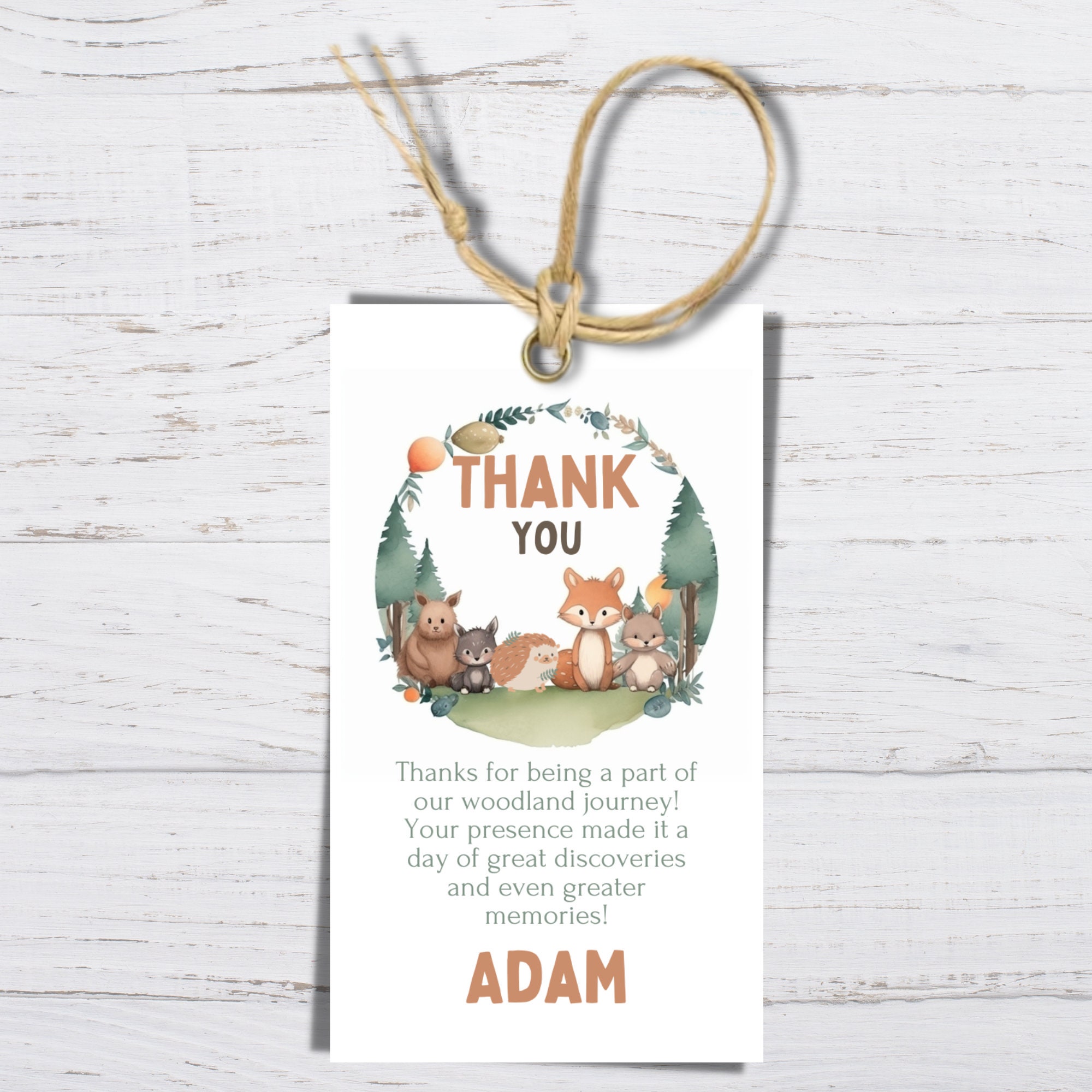 Thank You Tag Woodland Wild One Birthday, Woodland Forest Animals ...