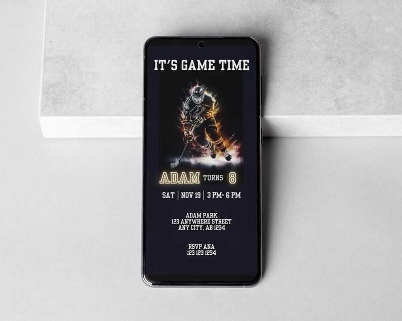 Ice Hockey Birthday Invitation: Editable Sports Party, SMS Evite ...