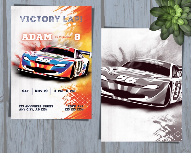 Editable Race Car Invitation, Racing Car Birthday Invite, Car Racing ...