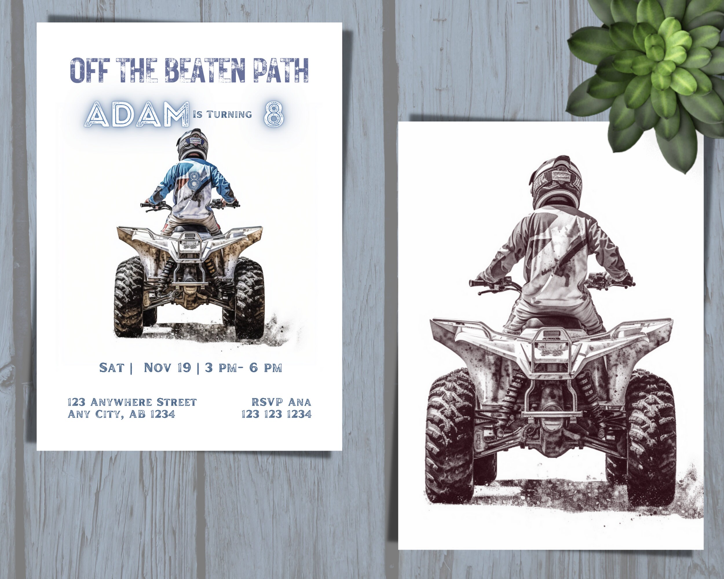 ATV Birthday Invitation, 4 Wheeler Invite, off Road Adventure, Four ...