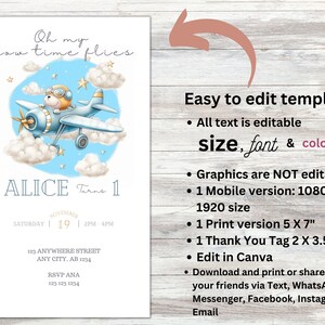 Airplane Invitation, Plane Birthday Invite, Aviation, Aeroplane, Boy ...