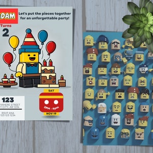 Building Blocks Birthday Invitation: Brick Theme, Editable Template ...