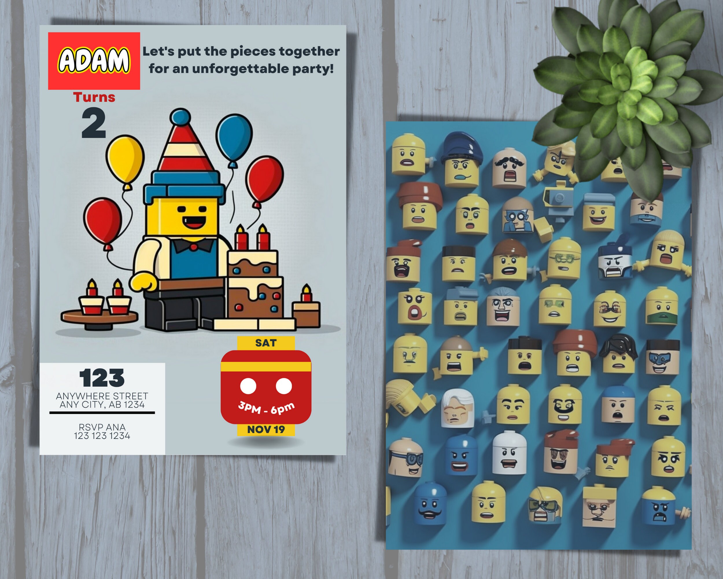 Building Blocks Birthday Invitation: Brick Theme, Editable Template ...