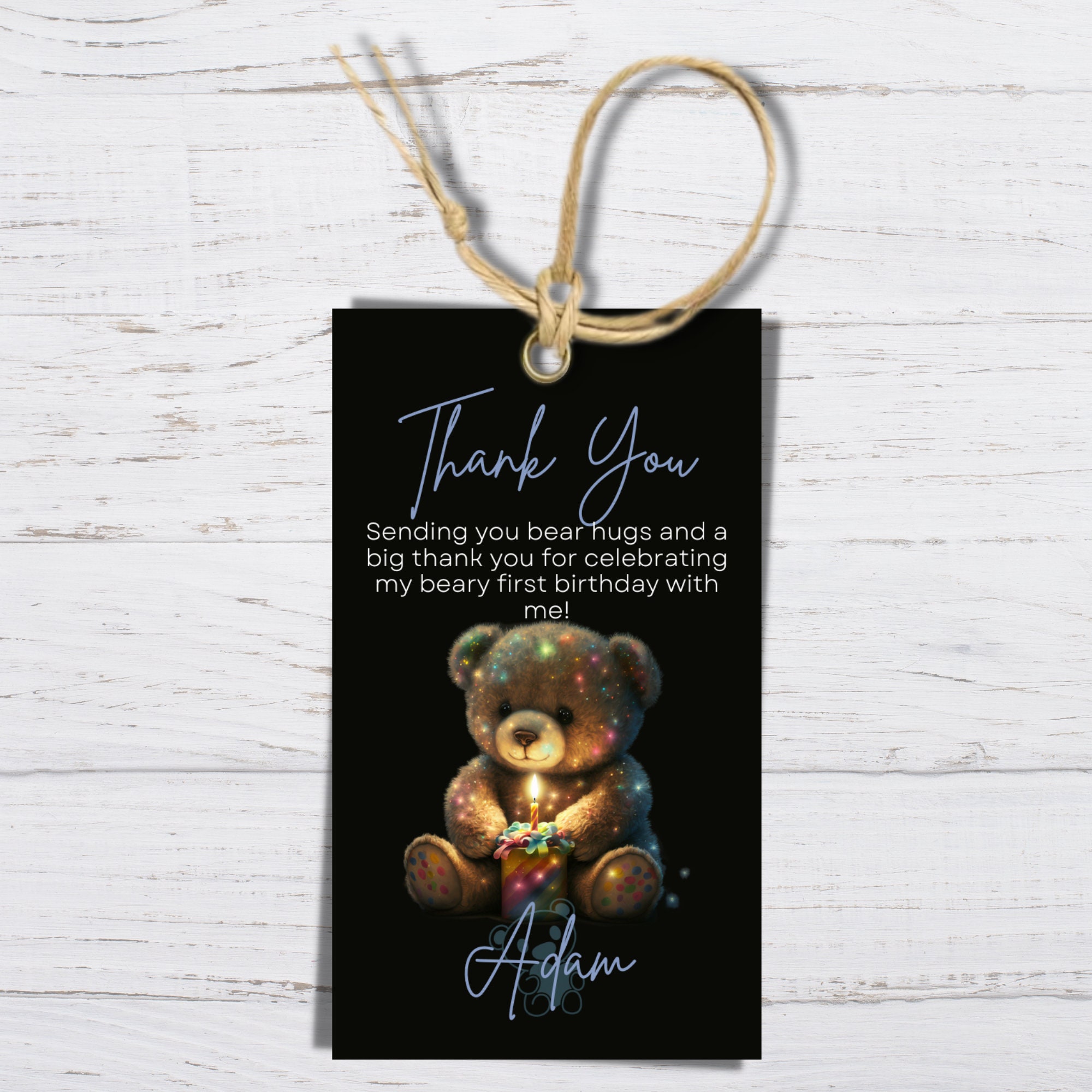 Thank You Tag Teddy Bear Birthday, Beary 1st Birthday Invite, Girl, Boy ...