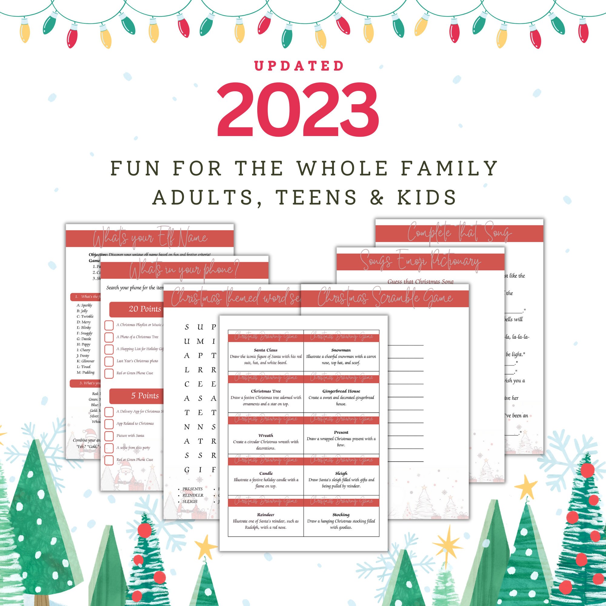 Printable Christmas Games Bundle, Christmas Party Games, Family ...