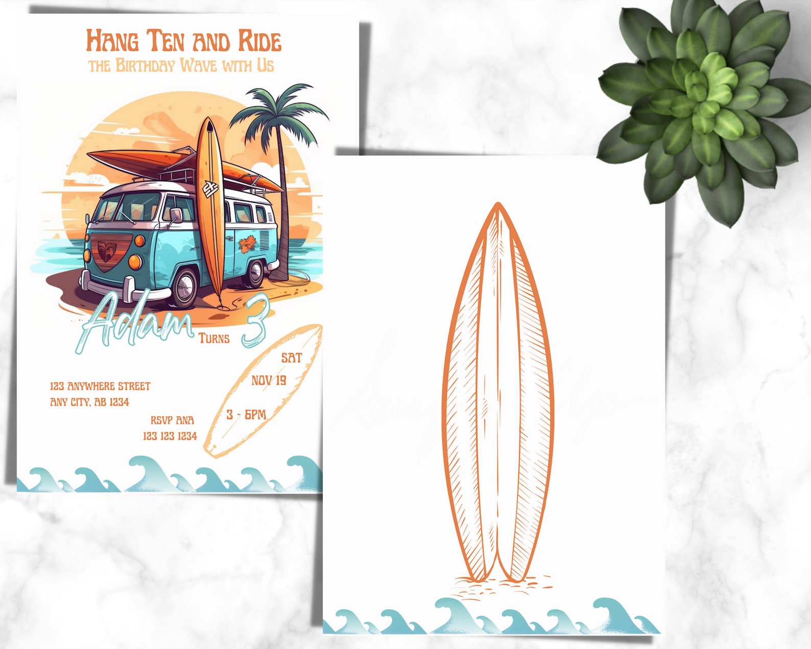 Surf Birthday Invitation, Surfing Invite, Surf's Up, Surfboard Theme ...