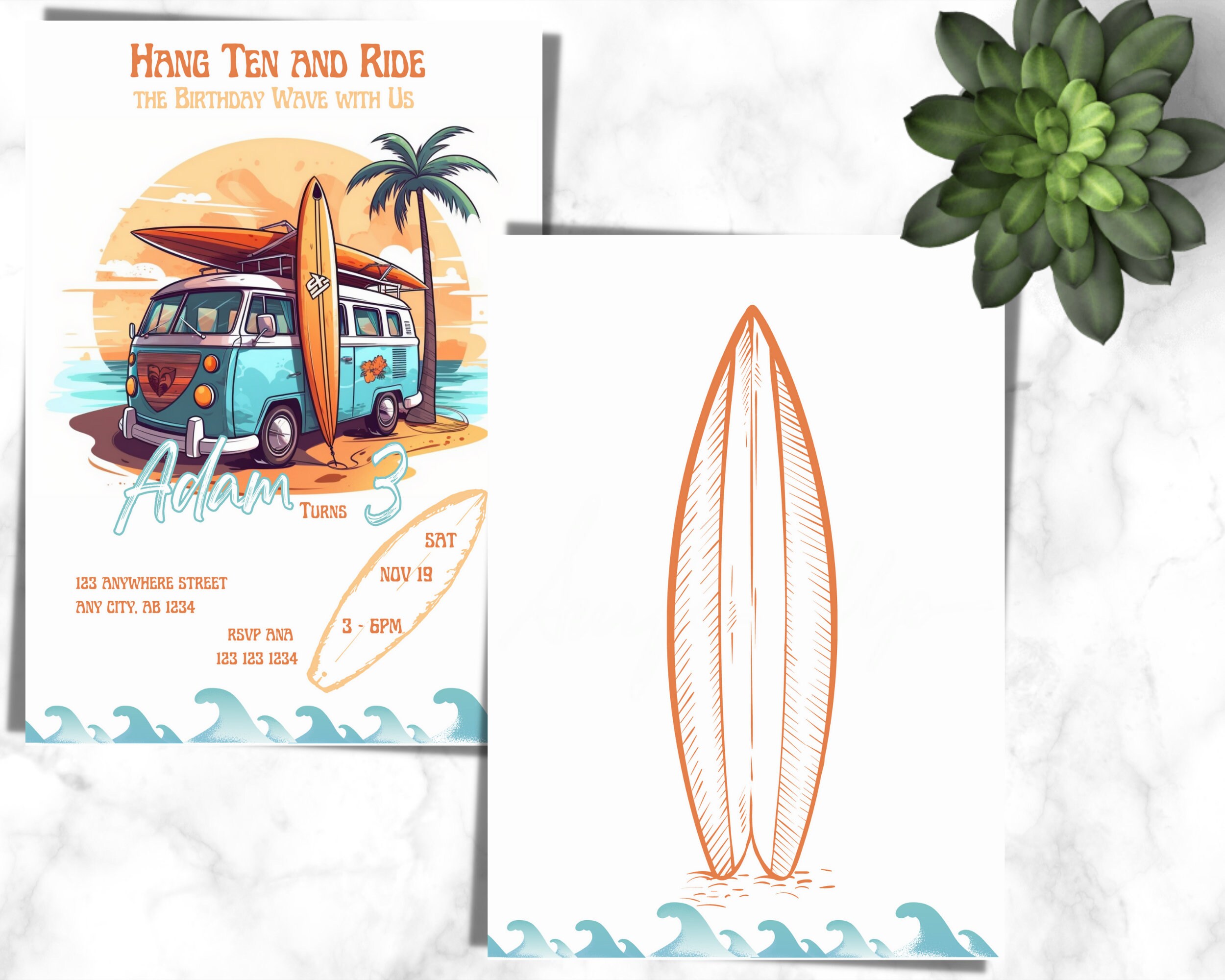 Surf Birthday Invitation, Surfing Invite, Surf's Up, Surfboard Theme ...