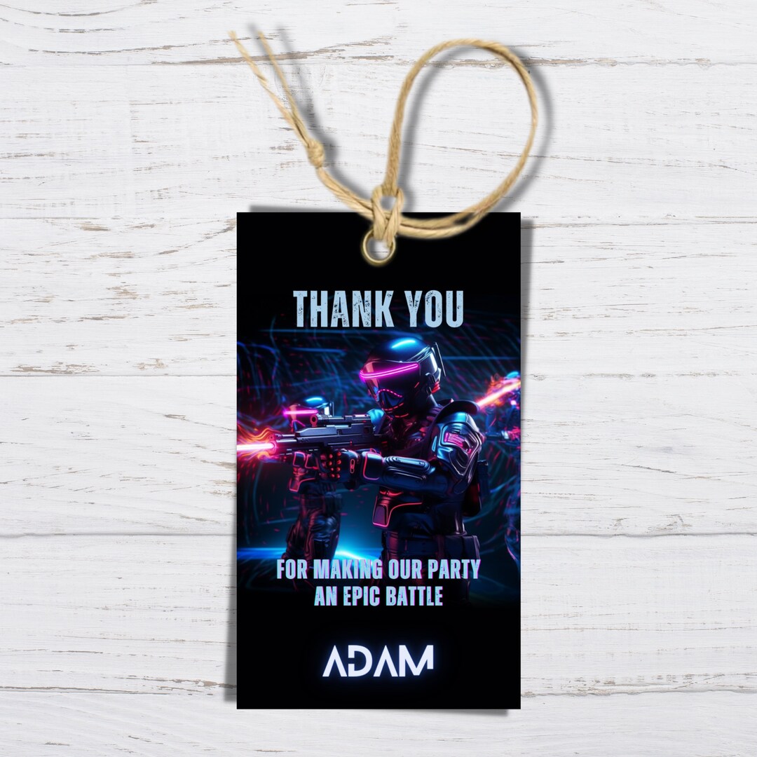 Thank You Tag Laser Tag Neon Laser Tag Invite Glow Laser Tag Party Neon ...