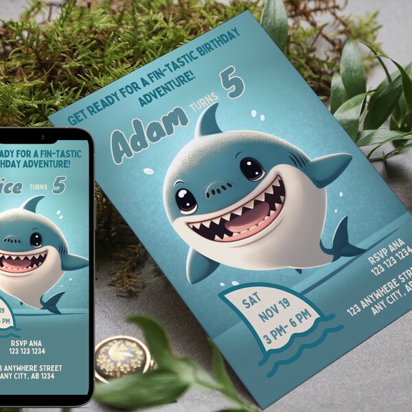 Shark Bite Invite - Etsy