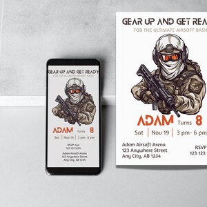 Editable Airsoft Birthday Party Invitation: Digital Camo Theme (instant ...