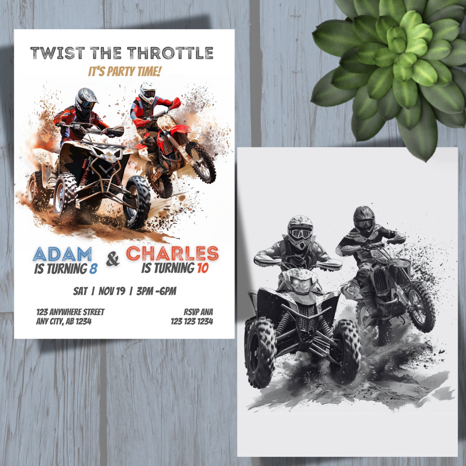 ATV & Dirt Bike Birthday Invitation: Off-road Adventure (editable ...