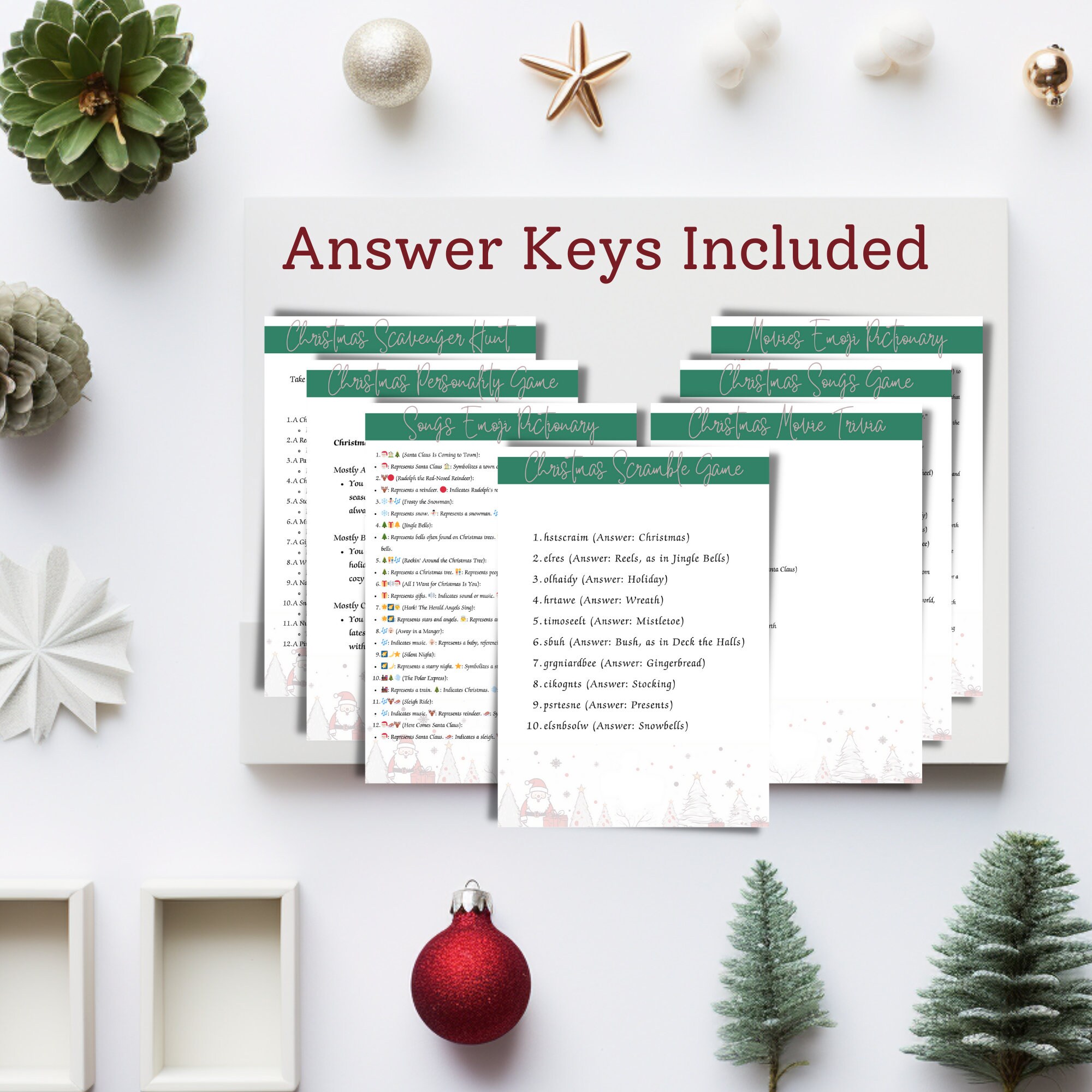 Printable Christmas Games Bundle, Christmas Party Games, Family ...