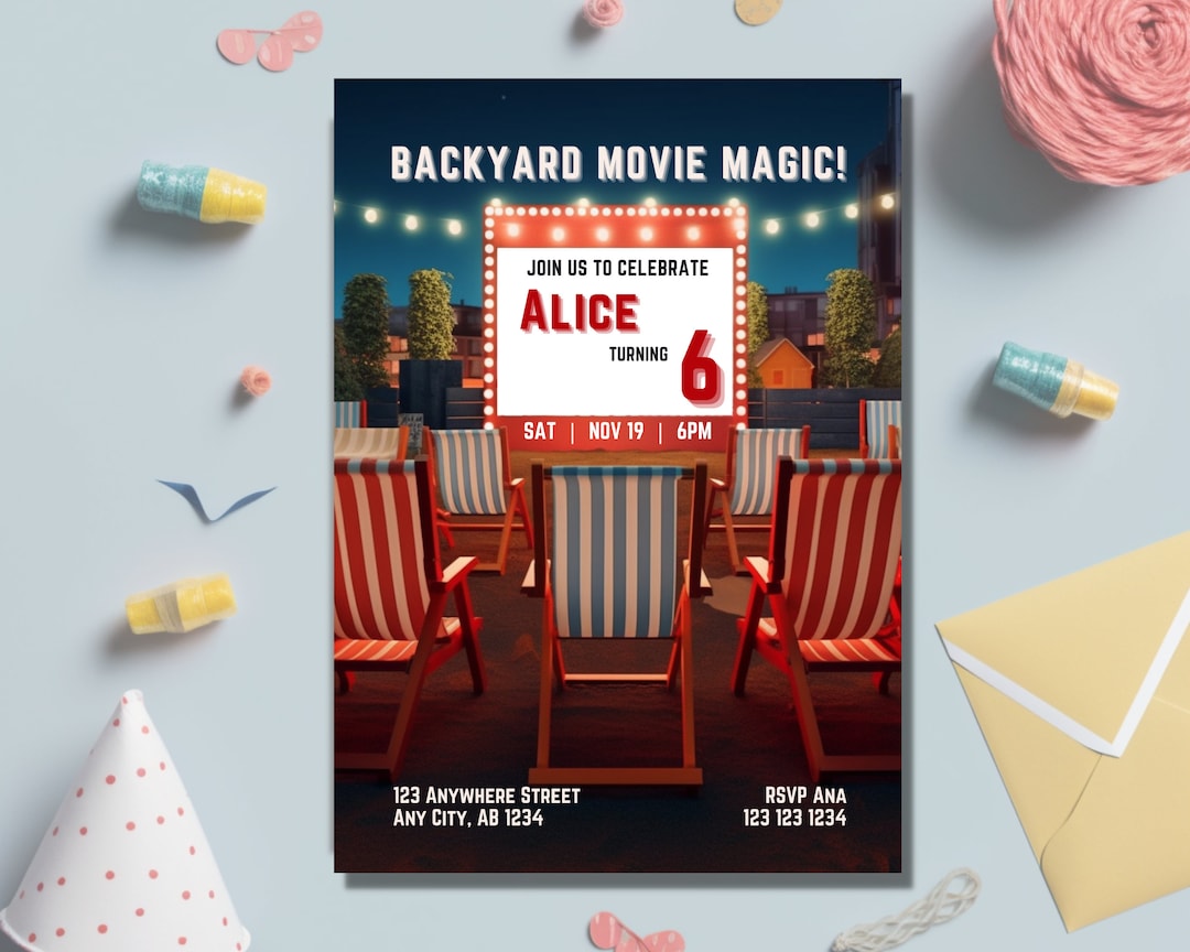 Backyard Movie Night Invitation: Editable Outdoor Party (digital ...