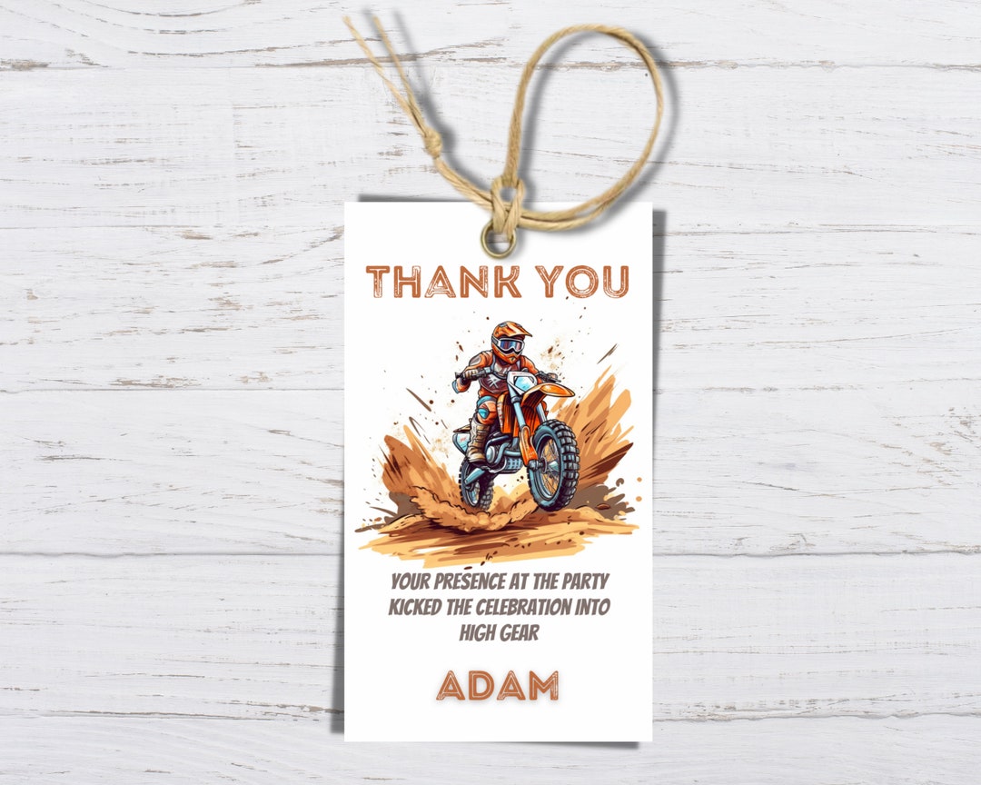 Dirt Bike Birthday Thank You Tag: Motorbike Party (editable Template ...