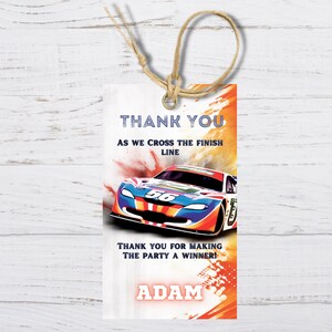 Race Car Birthday Thank You Tag: Editable Racing Party Invite (digital ...