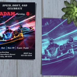 Editable Go Kart Birthday Invitation, Go-karting Invite, Racing ...