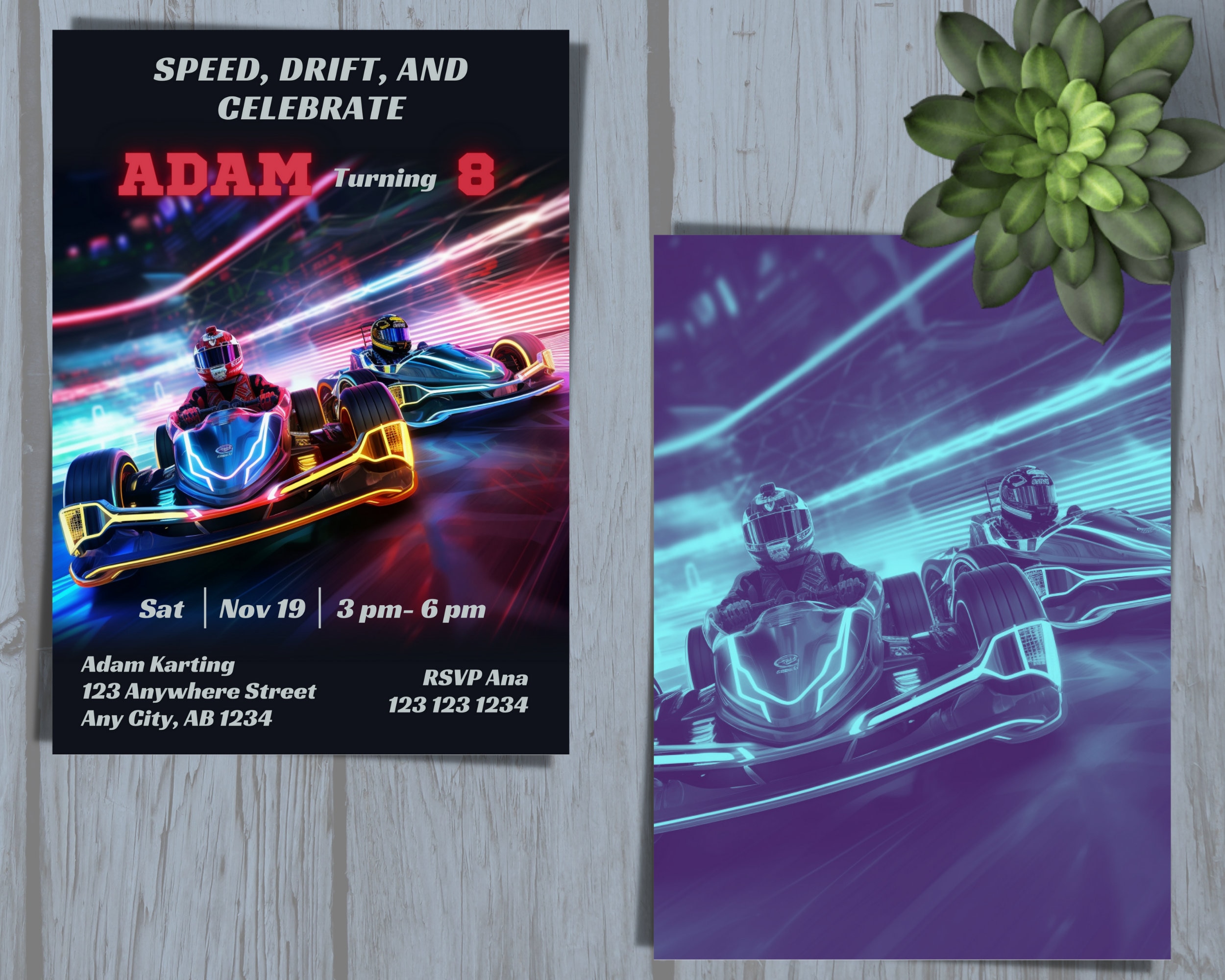 Editable Go Kart Birthday Invitation Go-karting Invite - Etsy UK