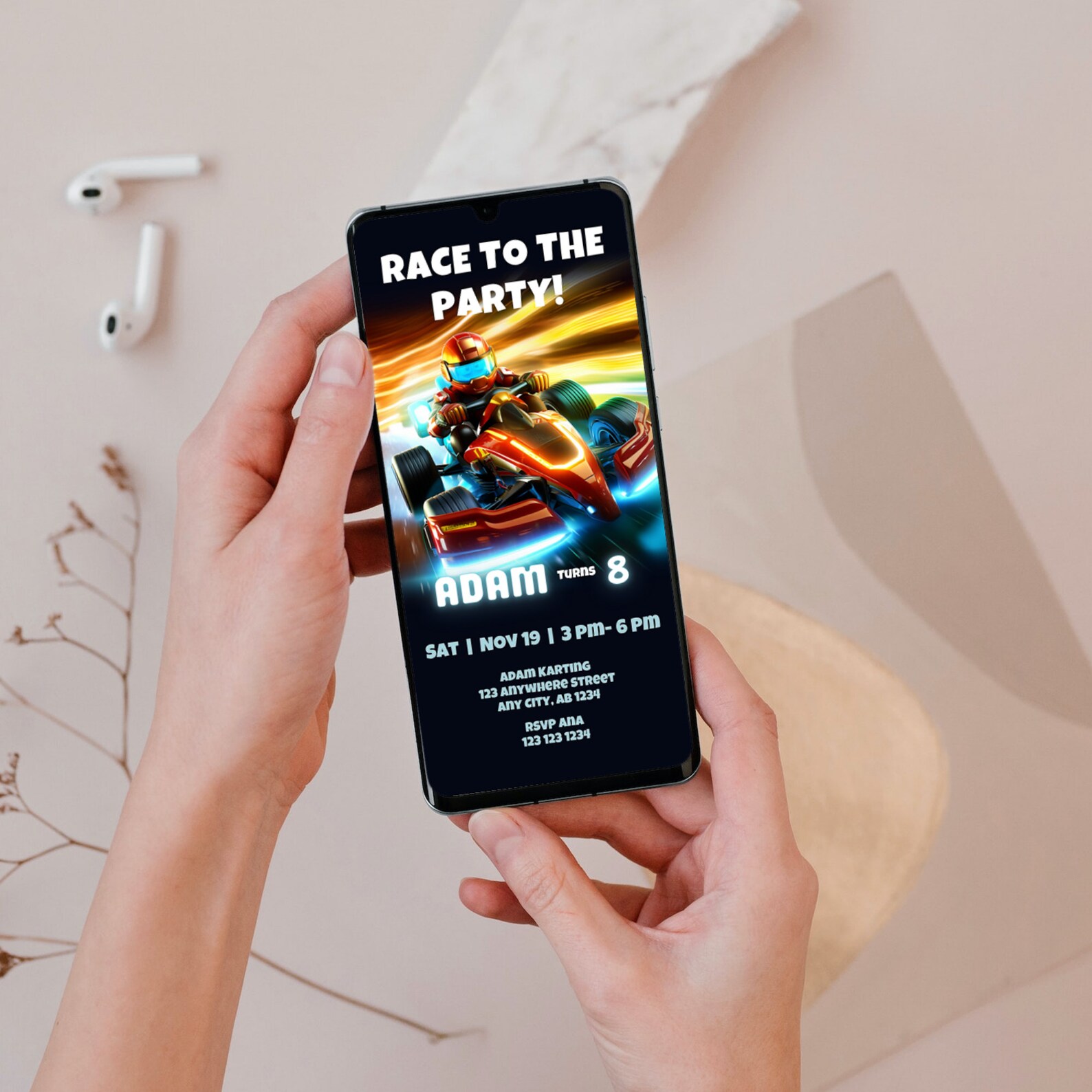 Mobile Go Karting Birthday Invitation, Go-karting Invite, Go Kart ...