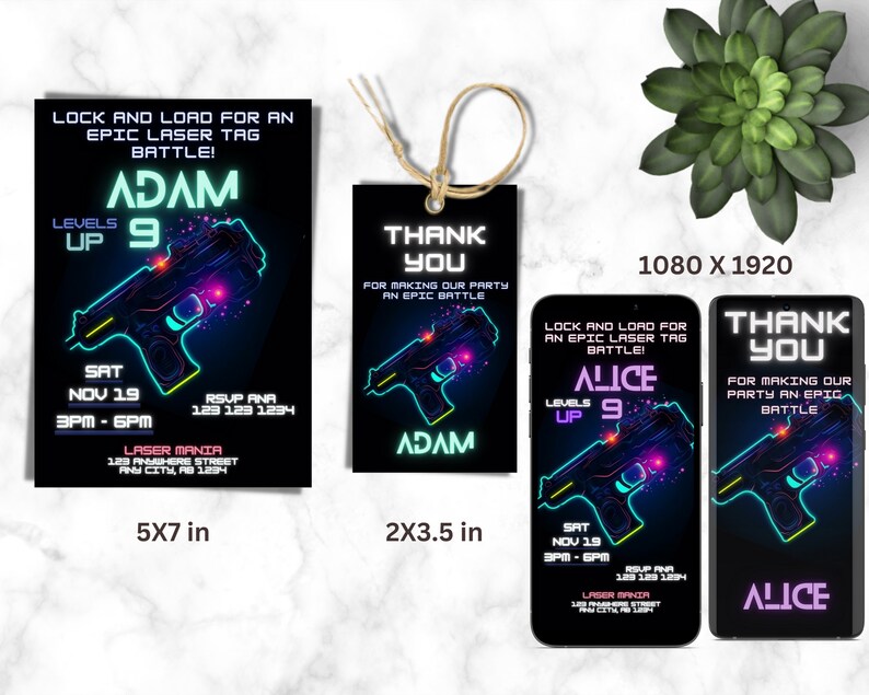 Neon Laser Tag Birthday Invitation: Editable Digital Download - Etsy