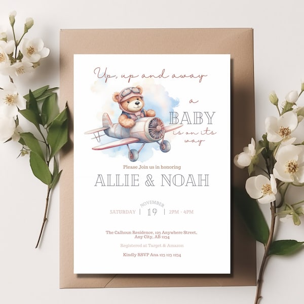 Airplane Baby Shower Invitations - Etsy