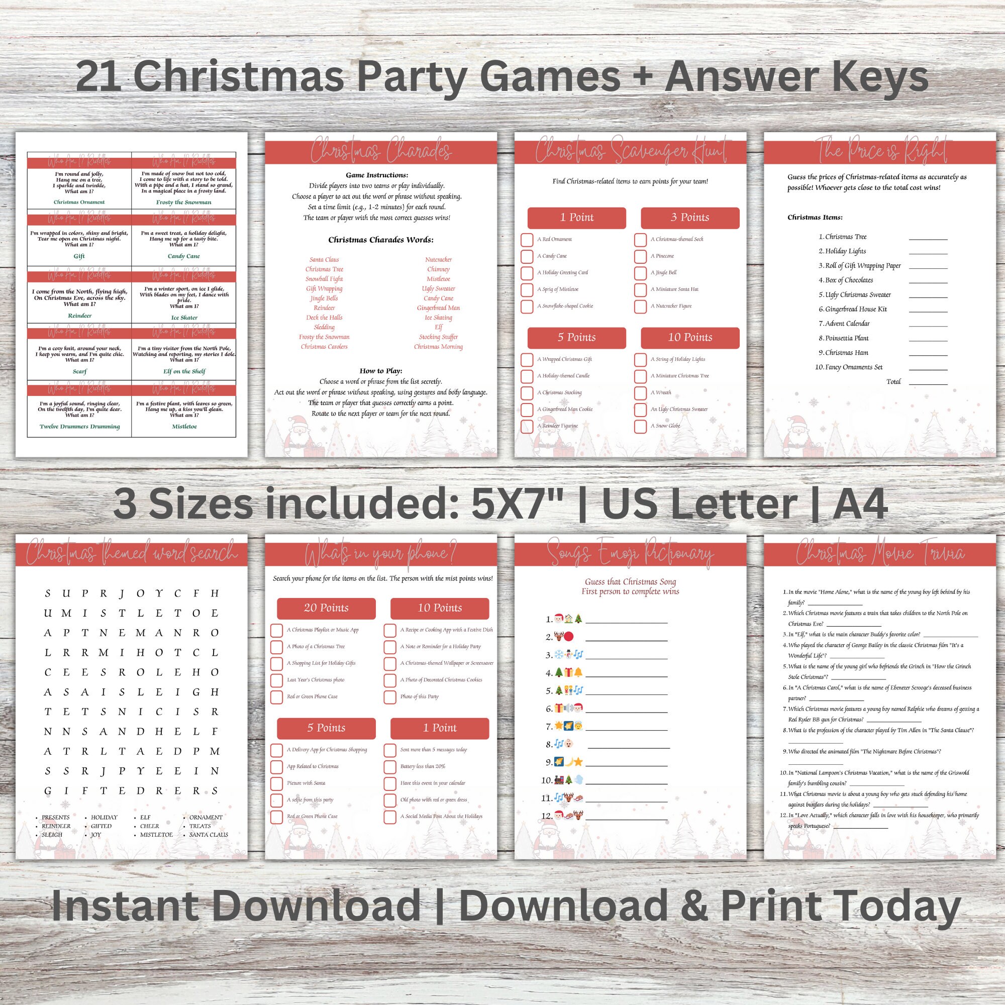 Printable Christmas Games Bundle, Christmas Party Games, Family ...