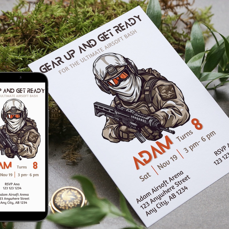 Airsoft Boys Invitation - Etsy
