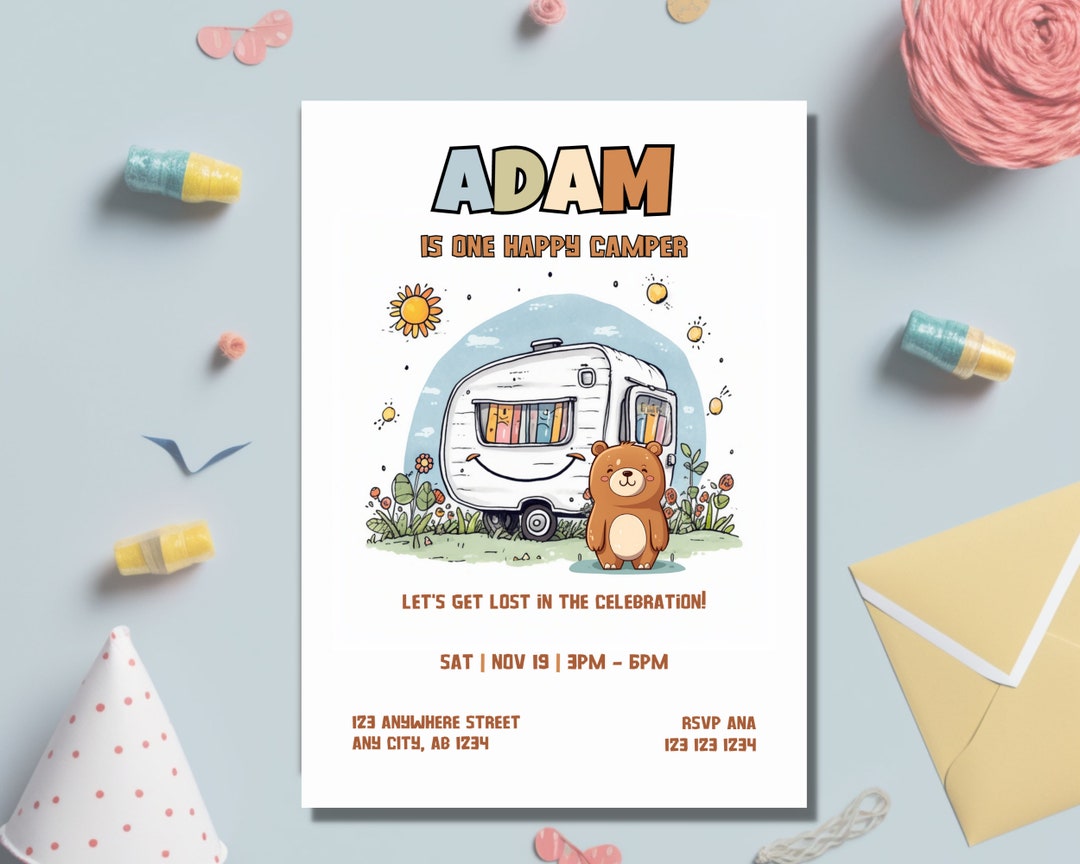 One Happy Camper Invitation Camper First Birthday Camping - Etsy