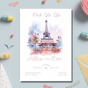 Paris Birthday Invitation, French Patisserie, Parisian Cafe, French ...