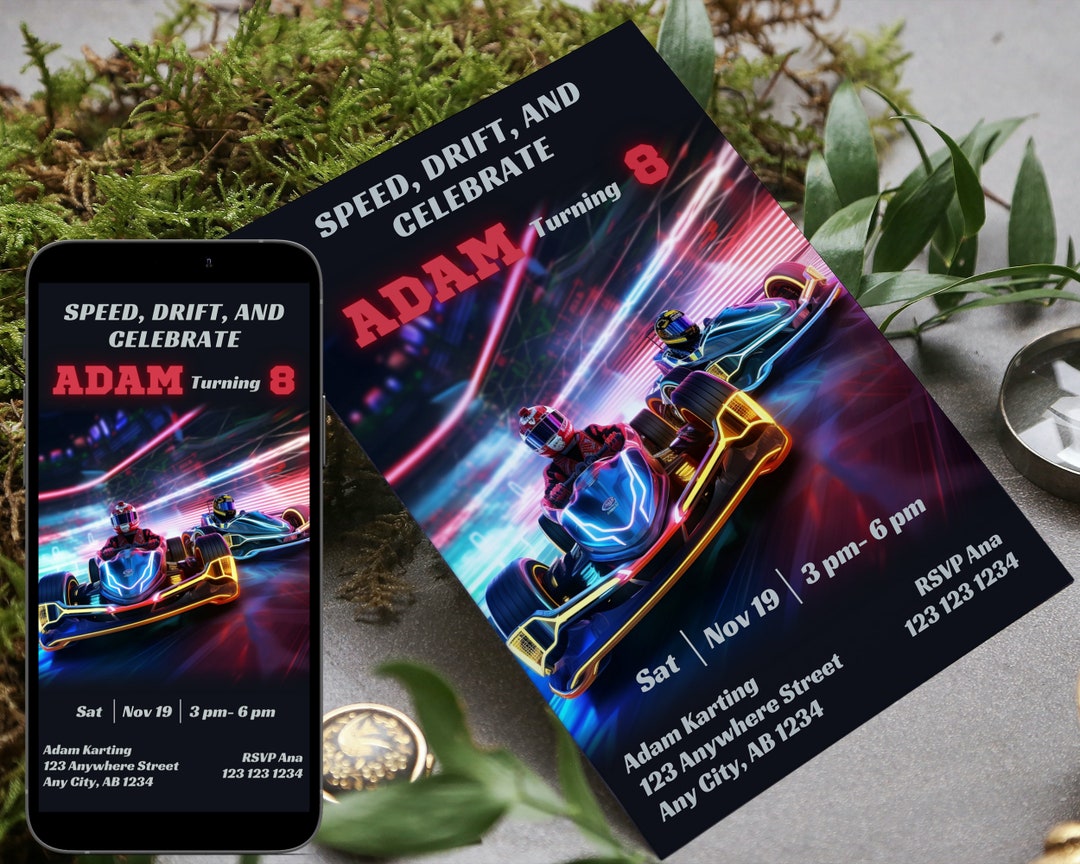 Editable Go Kart Birthday Invitation: Racing Party (digital Download ...