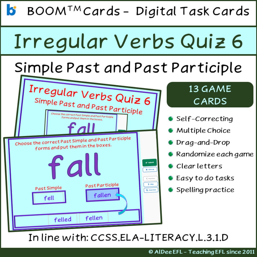 Irregular Verb Simple Past and Past Participle | Boom™ Cards | Quiz 6 ...