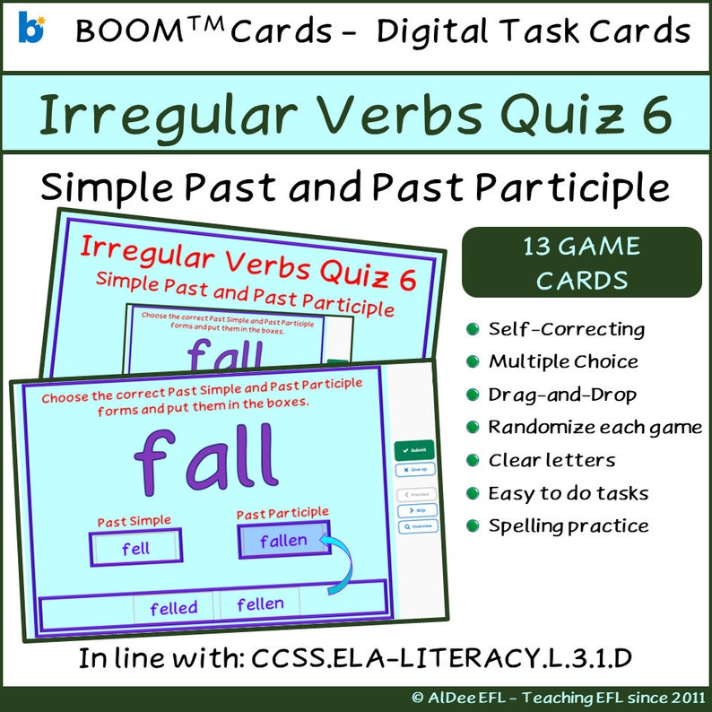 Irregular Verb Simple Past and Past Participle | Boom™ Cards | Quiz 6 ...