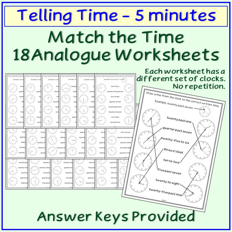 Telling Time Worksheets - 54 No-prep PDF Worksheets - Answer Keys ...