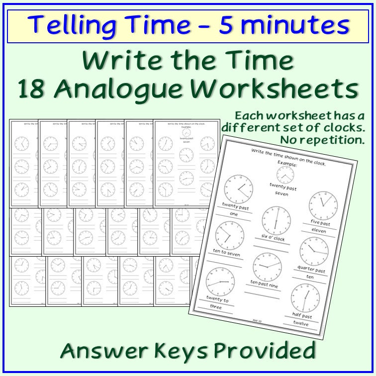 Hoja De Trabajo Para Decir La Hora Hasta Cinco Minutos LA HORA