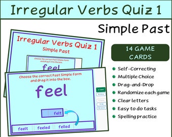 Irregular Past Tense Verbs Simple Past and Past Participle Boom™ Cards ...