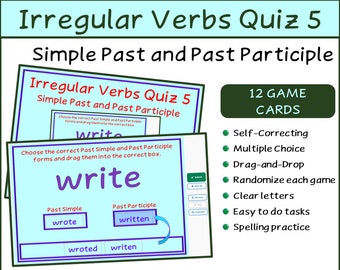 Irregular Past Tense Verbs Simple Past and Past Participle Boom™ Cards ...
