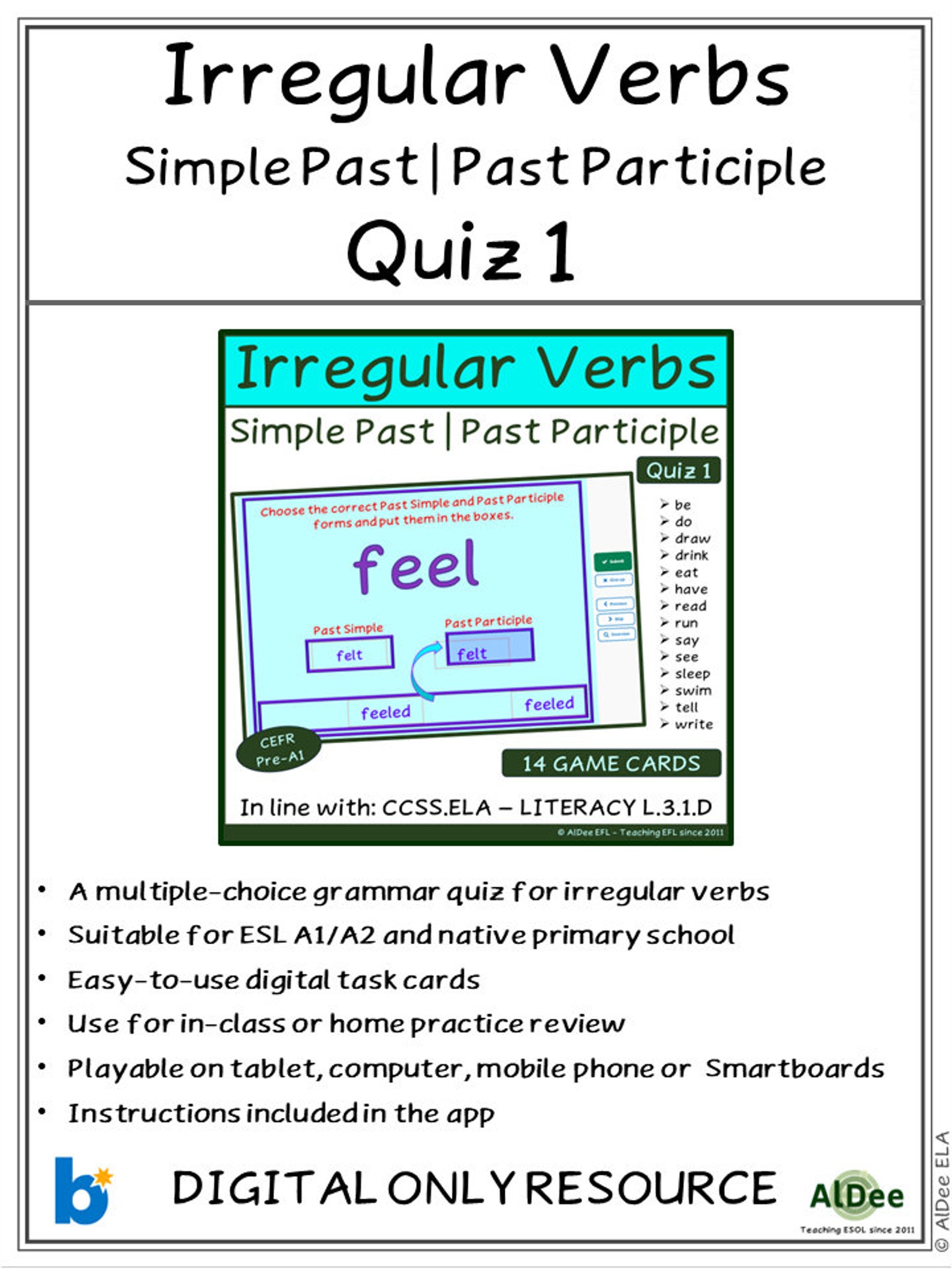 Irregular Verbs | Simple Past | Past Participle | Boom™ Cards | Quiz 1 ...