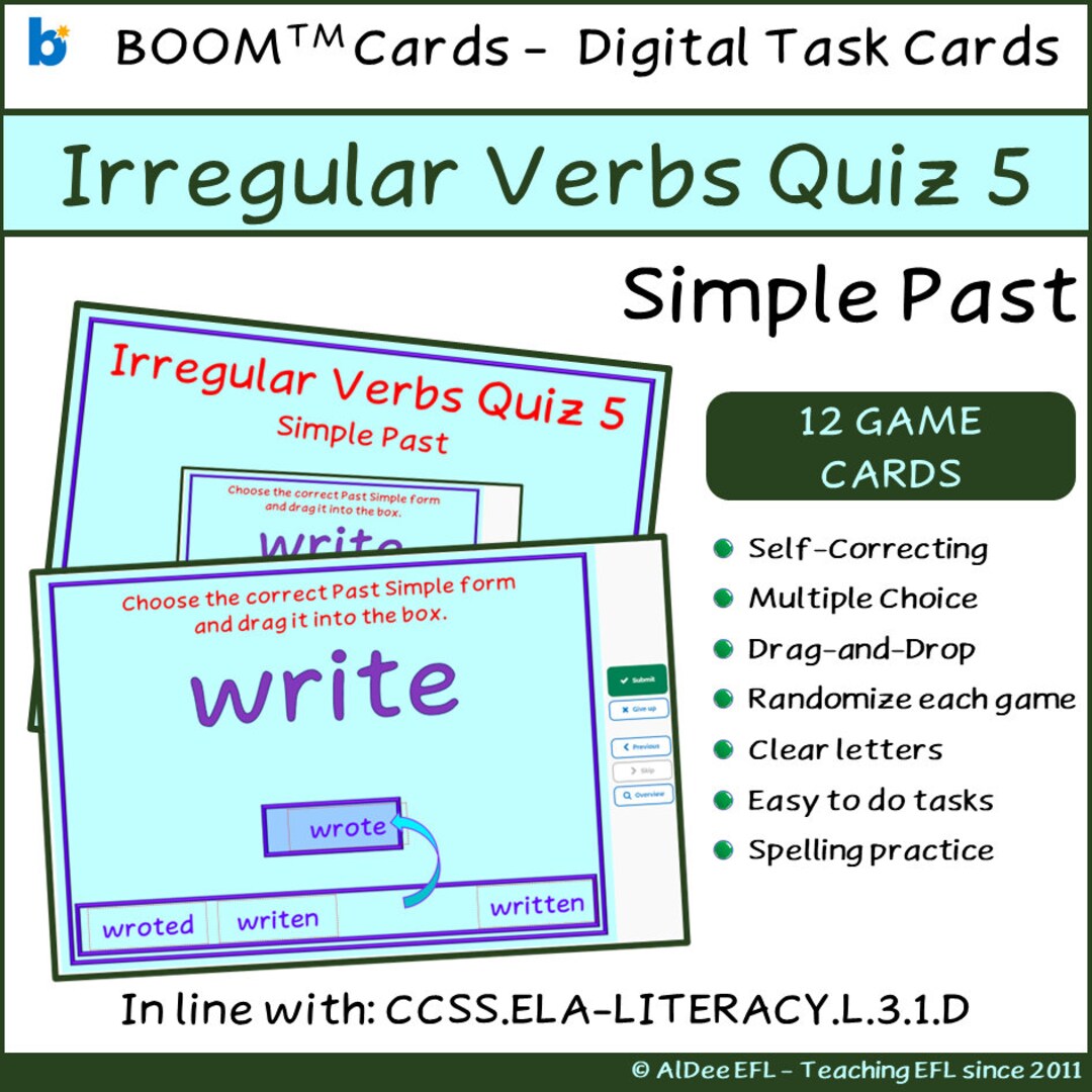 Irregular Simple Past Verb Tense | Boom™ Cards | Quiz 5 - Etsy