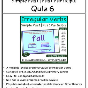 Irregular Verb Simple Past and Past Participle | Boom™ Cards | Quiz 6 ...